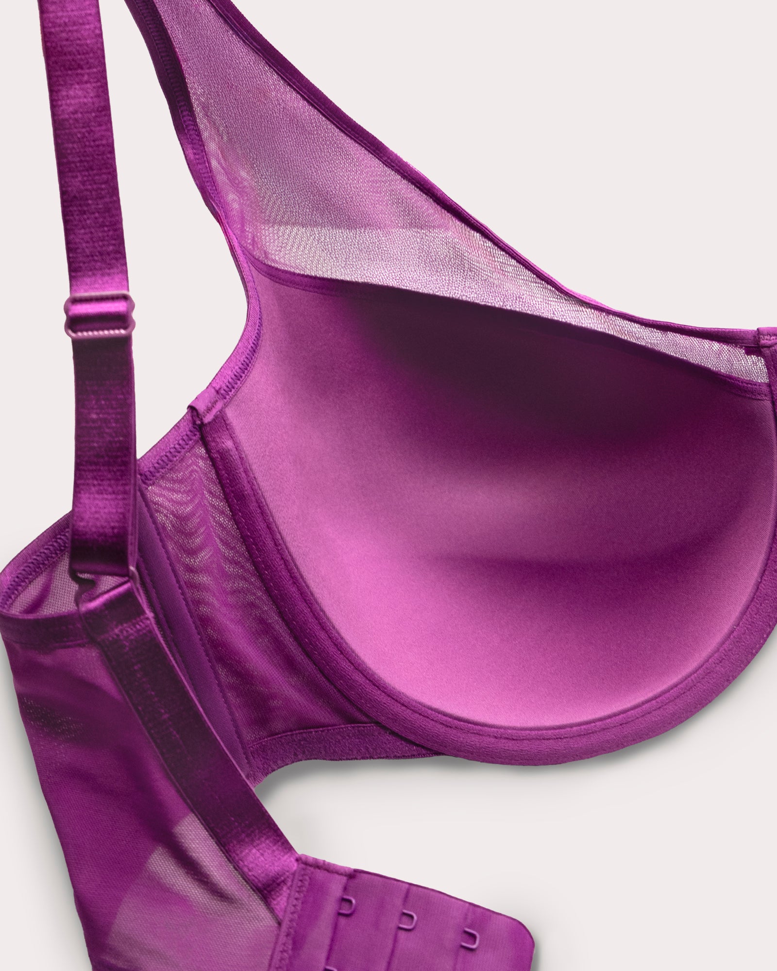 Sheer Mesh Plunge T-Shirt Bra - Berry Bliss – Curvy Couture