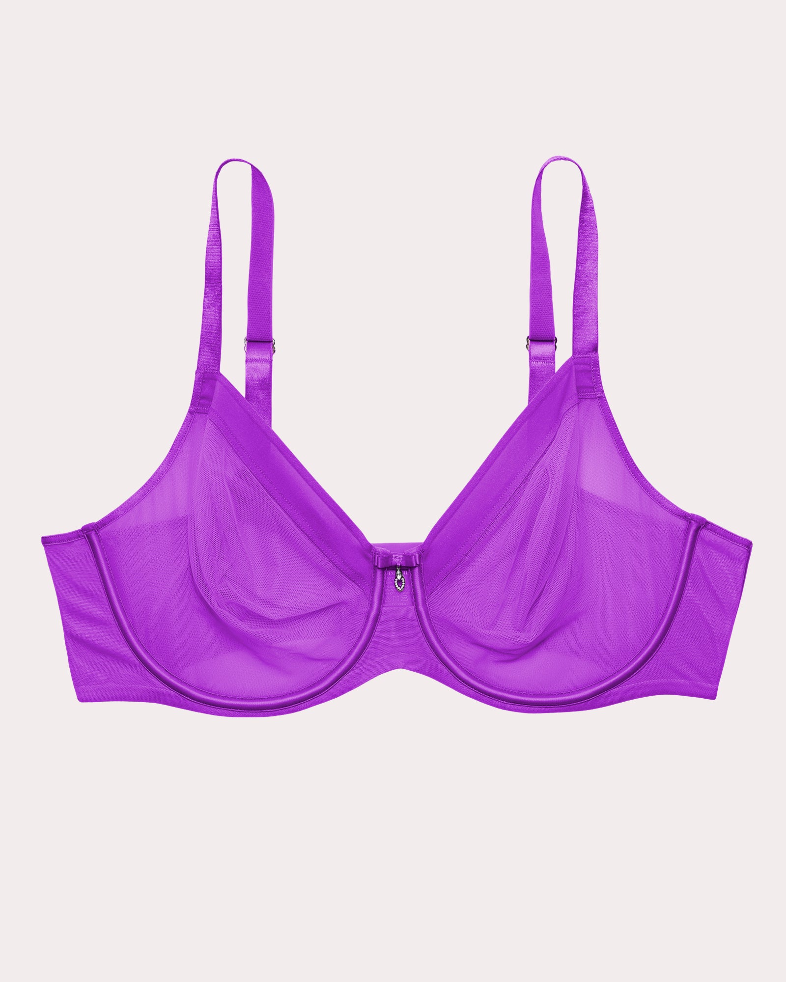 Sheer Mesh Full Coverage Unlined Underwire Bra - Purple Passion – Curvy ...