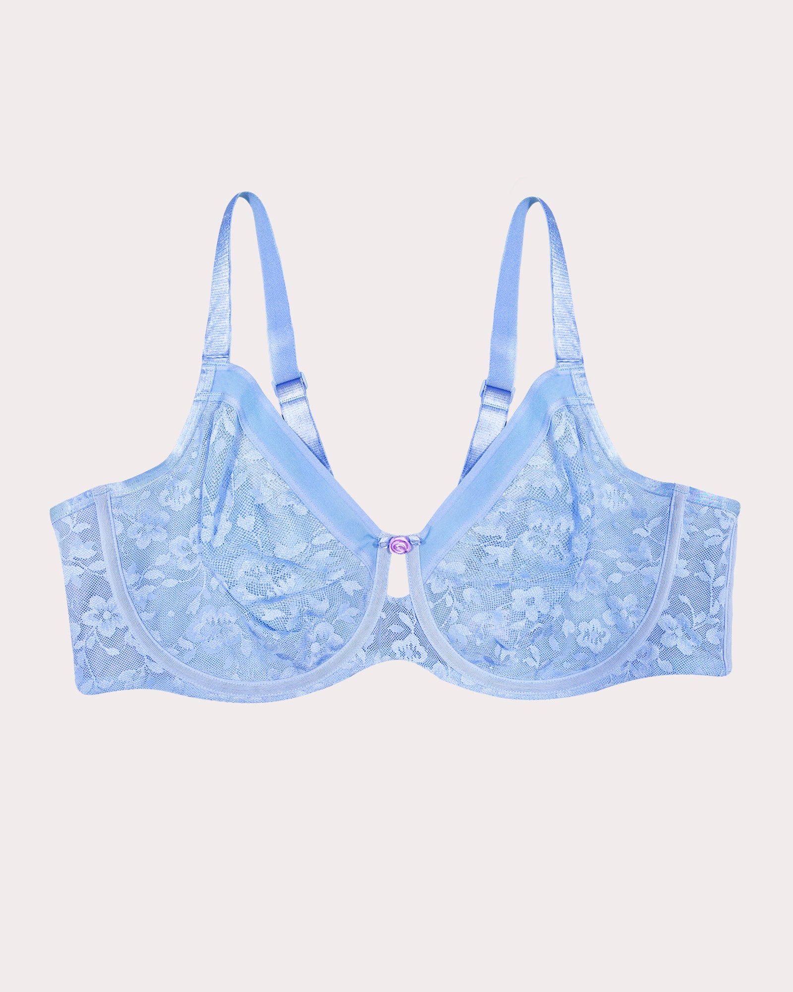 No-Show Lace Unlined Underwire Bra - Denim Blue – Curvy Couture