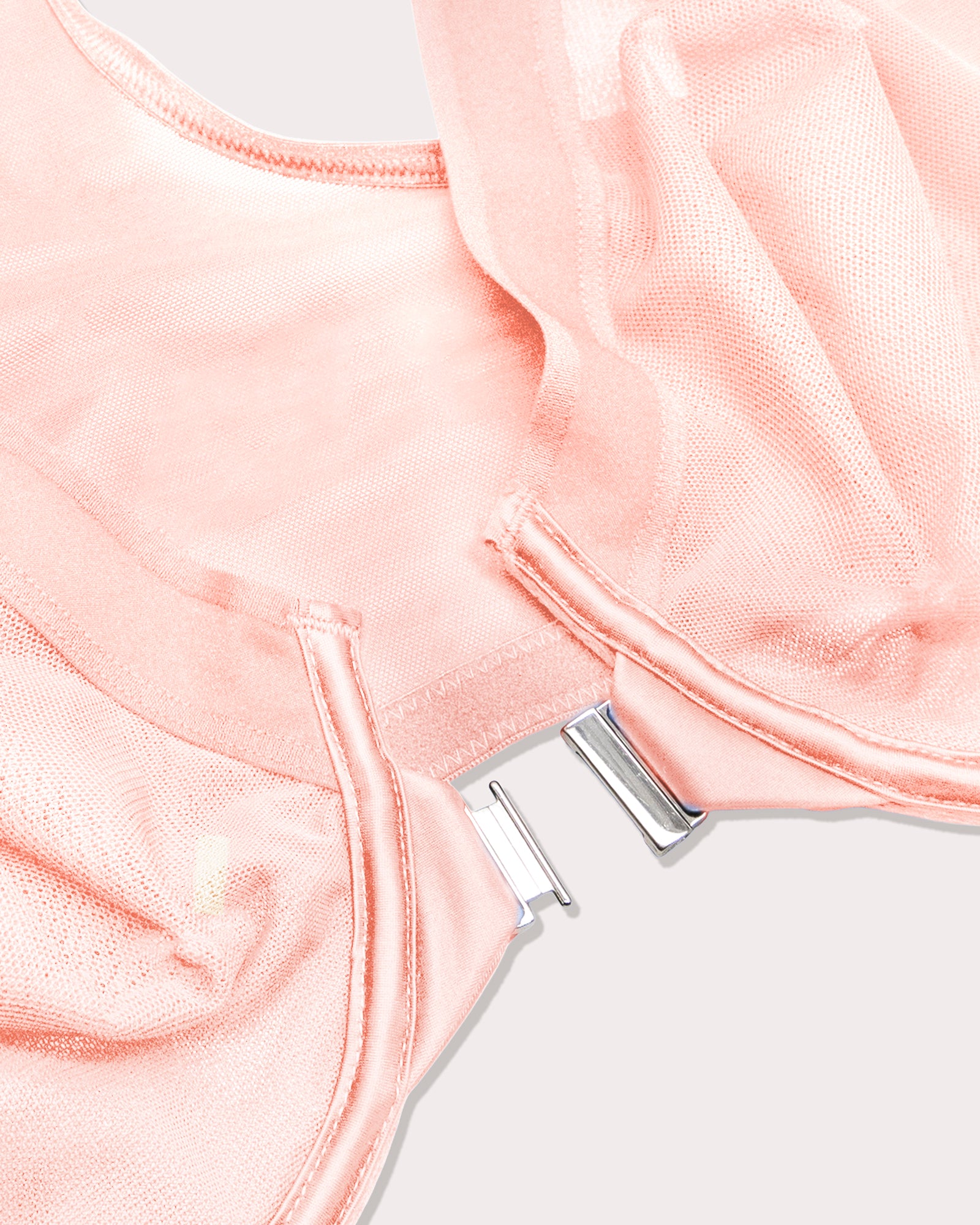 Sheer Mesh Front-Close Racerback Unlined Bra - Blushing Rose – Curvy ...