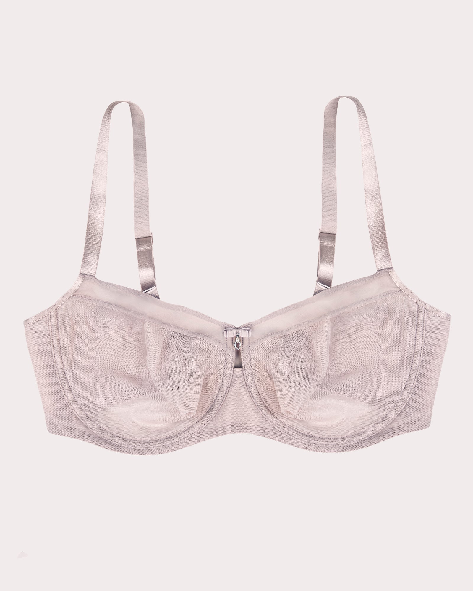 Sheer Mesh Unlined Balconette - Bark – Curvy Couture